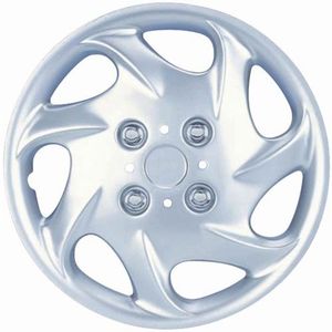 KT Silver 15in Plastic Universal Wheel Cover/Hub Cap 4 Piece