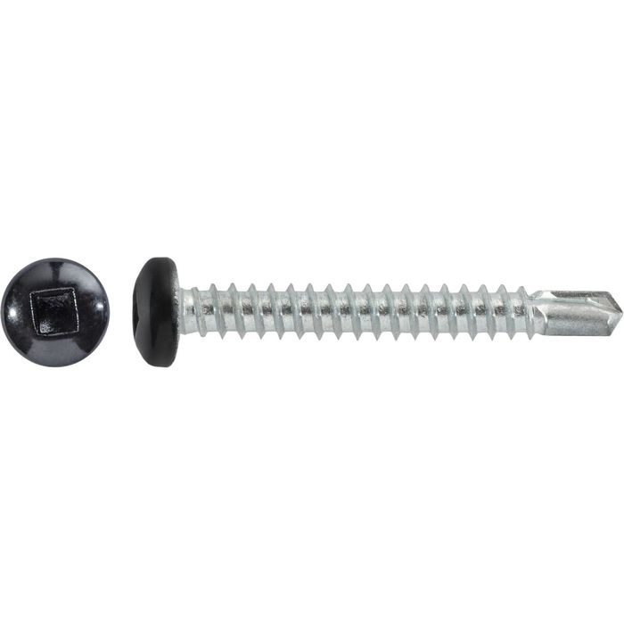 Auveco 10 x 1-1/2in Black Painted Head, Square Pan Self-Drilling Tek Zinc RV Screw