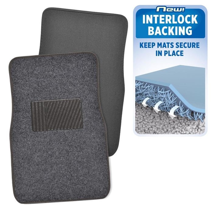 Motor Trend Dark Gray Carpet Mat lock 4 Piece