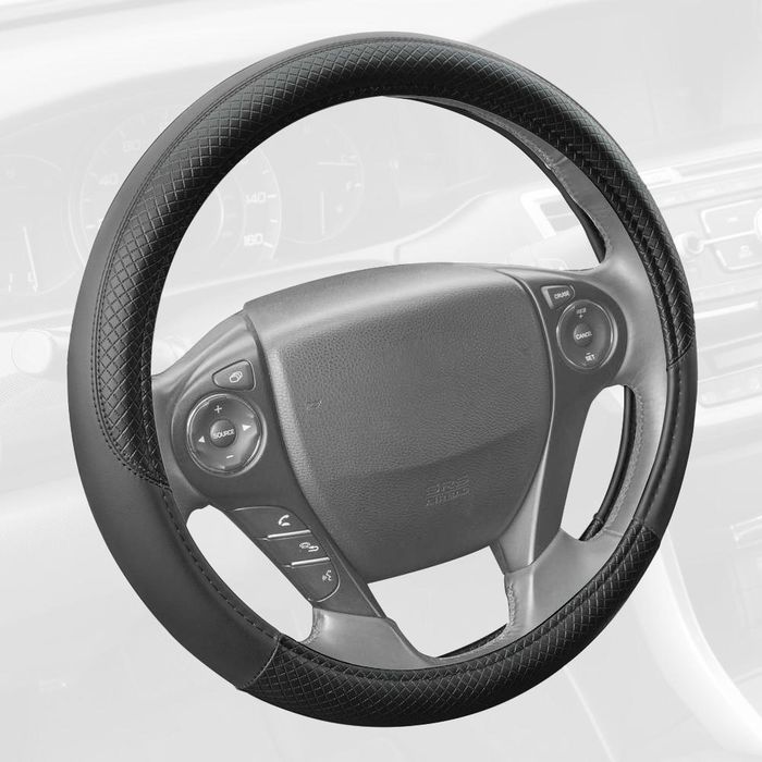 Motor Trend Gray Diamond Two Tone Steering Wheel Cover