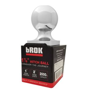 bROK Chrome 1 7/8in x 1in x 2in, 2,000lbs Ball Plastic Base