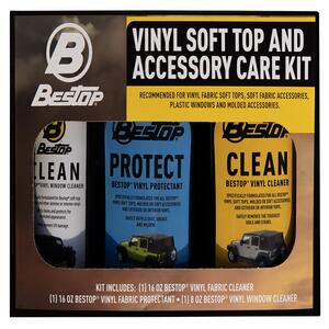 Bestop Fabric Cleaner 16oz, Protectant 16oz and Vinyl Window Cleaner 8oz