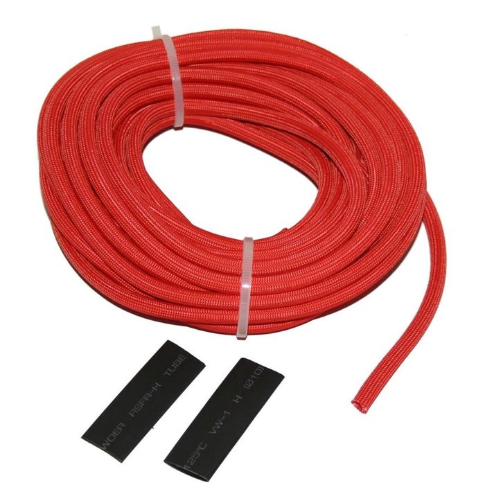 Bulldog Winch 5mm x 25ft 3/16in Red Wire Sheathing High Heat Fiberglass