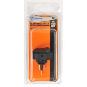 Cambridge 30 Amps Black Oblong with Blue LED Glow Rocker Switch