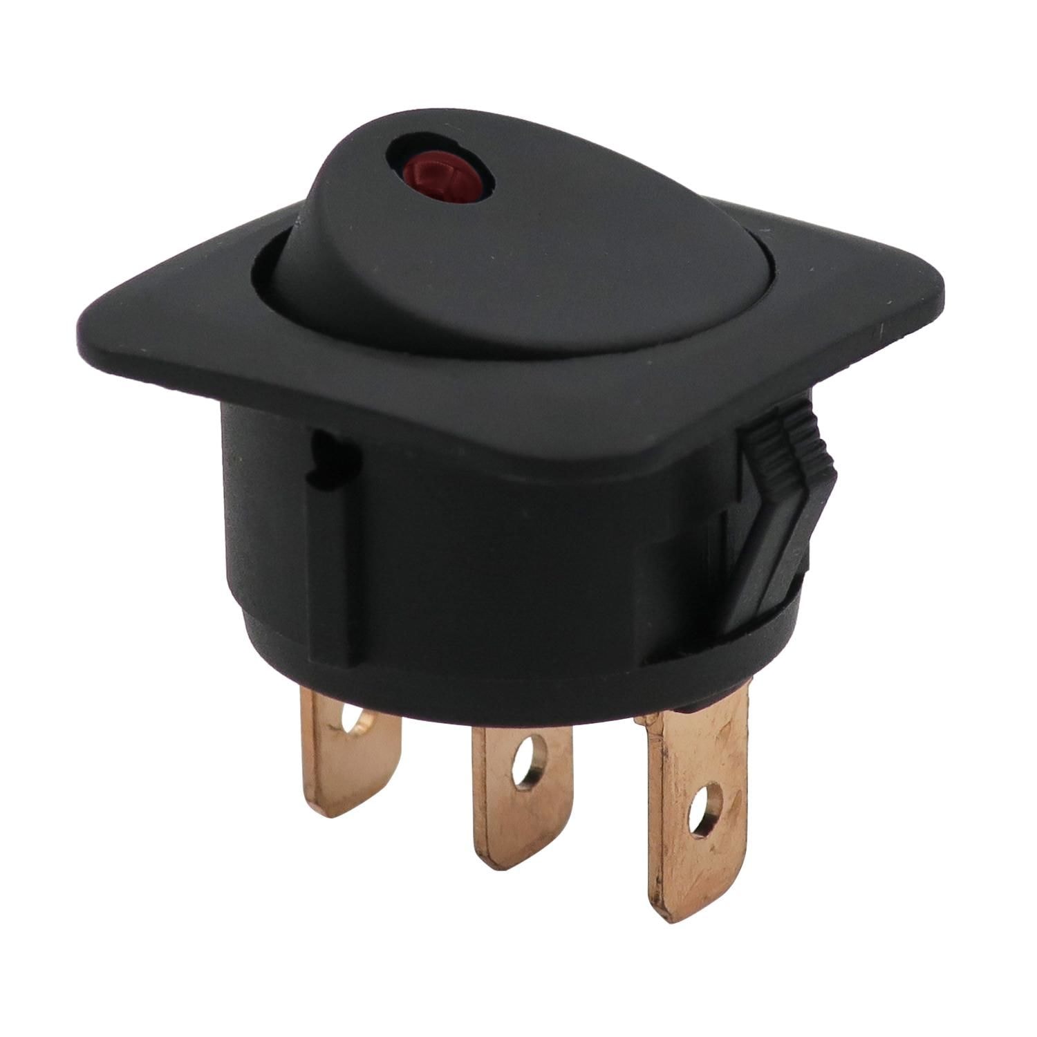 Cambridge 25 Amps Black Round with Red LED Glow Rocker Switch