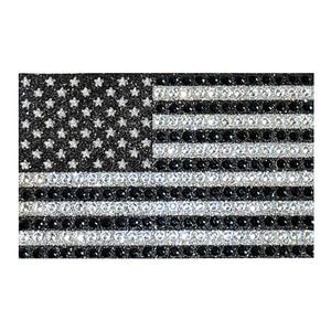 Crystal Heiress American Flag Black and Silver Bling Rhinestone Decal
