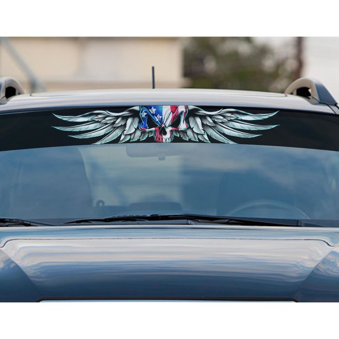 Lethal Threat USA Wing Skull Windshield Visor Decal