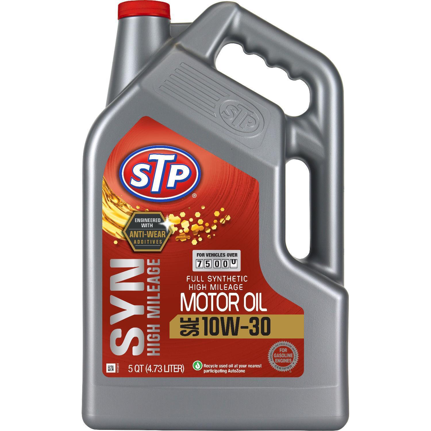 STP Engine Oil High Mileage Full Synthetic 10W-30 5 Quart
