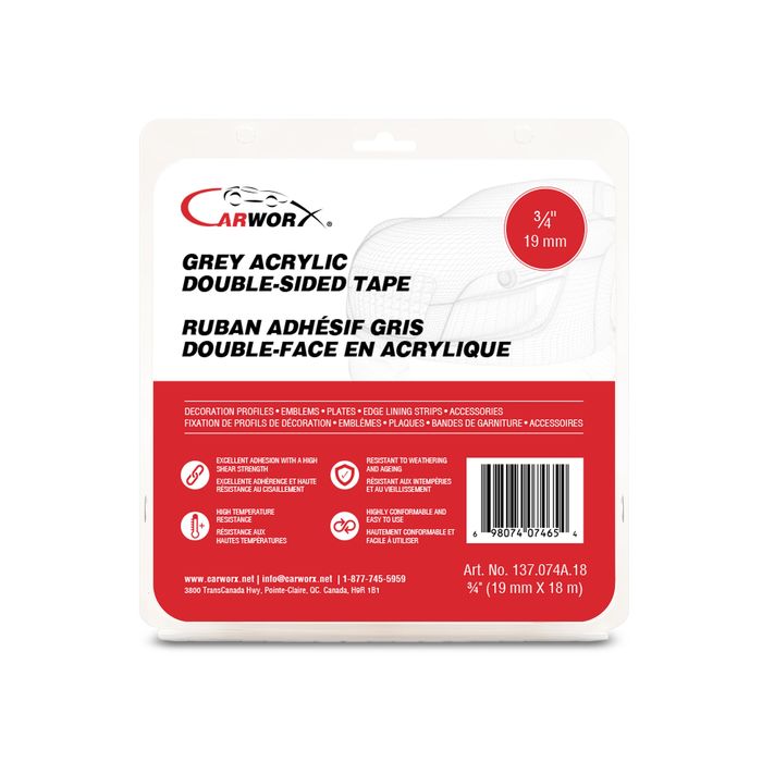 Carworx 19mm x 10mm HS Clear Acrylic Double Sided Tape