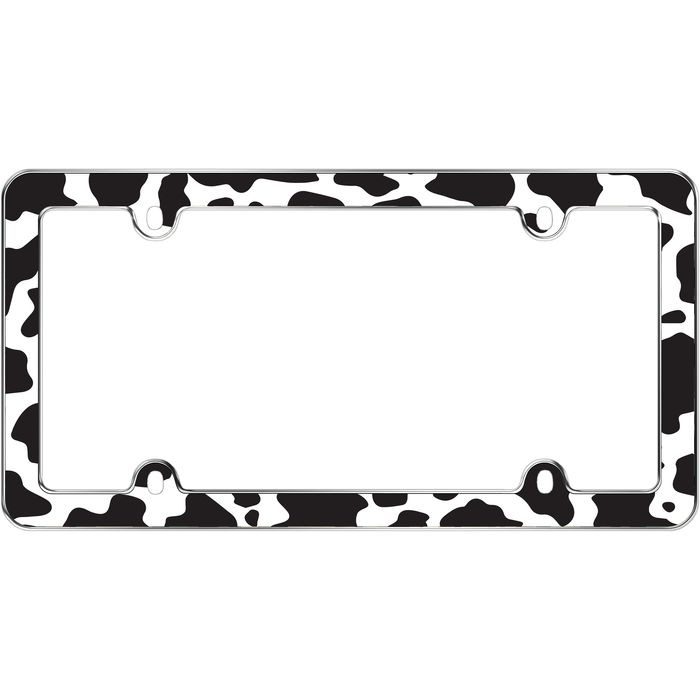 Cruiser Accessories Black/White/Chrome Cow Print License Plate Frame