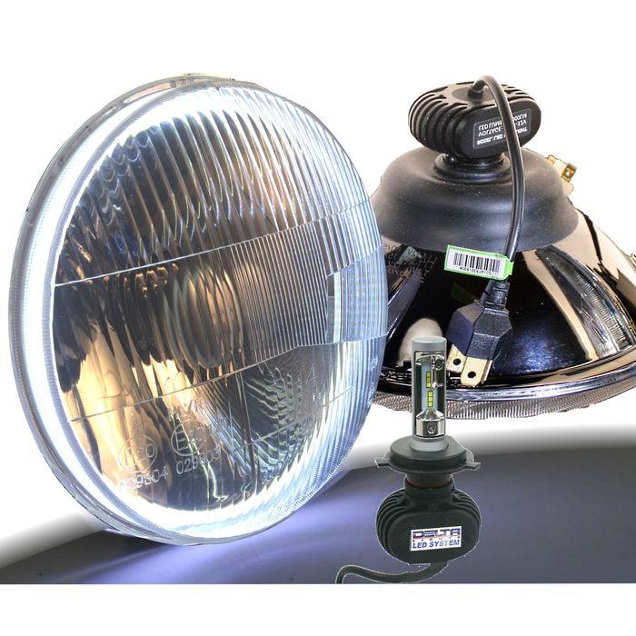 Delta Lights 7in Classic LED Headlight Set with Halo and Amber LED City ...