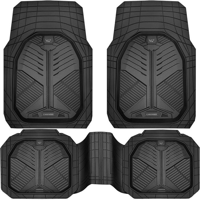 CAR PASS Black Automotive Universal Floor Mat Set