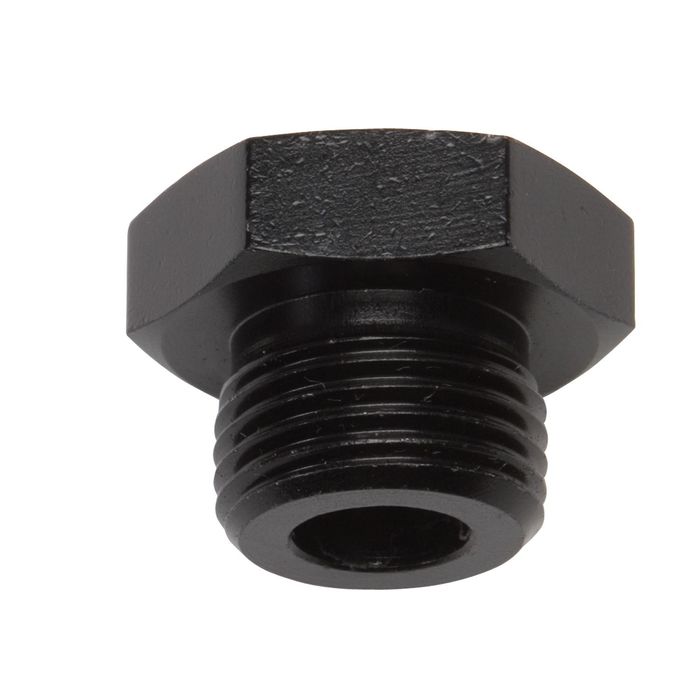 Russell Black Finish -8AN Plug Thread Straight Adapter Fitting