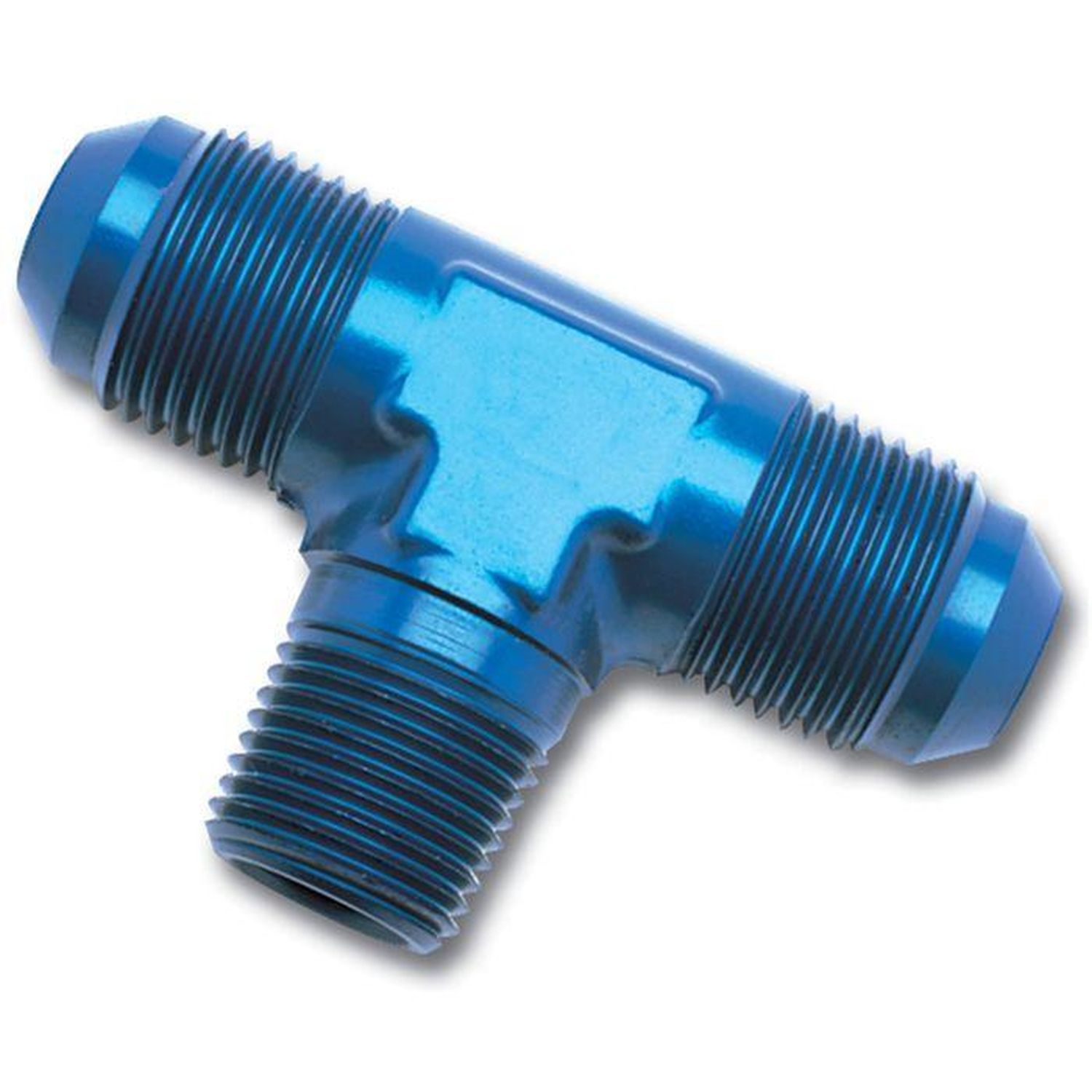 Edelbrock Anodized Blue -3AN 1/8in NPT Reusable T-Angle Adapter Fitting