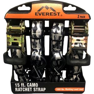 Everest 1 in. × 15Ft 1000Lbs Camo Ratchet 2 Pack