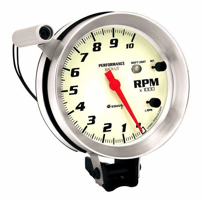 Equus 5in 0-10,000 RPM Black Electric Shift Tachometer