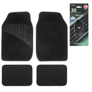 FH Group Trimmed Liner Non Slip Car Floor Mat Set with Rubber Heel Pad