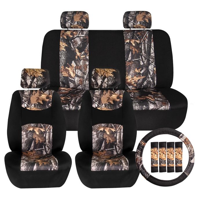 FH Group Buck59 Hunting Inspired Print Trim Combo Full Seat Cover Set