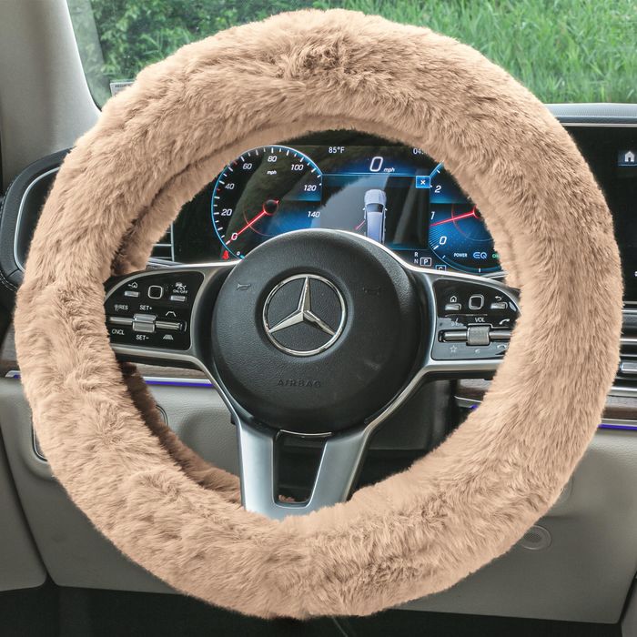 FH Group Doe16 Faux Rabbit Fur Steering Wheel Cover