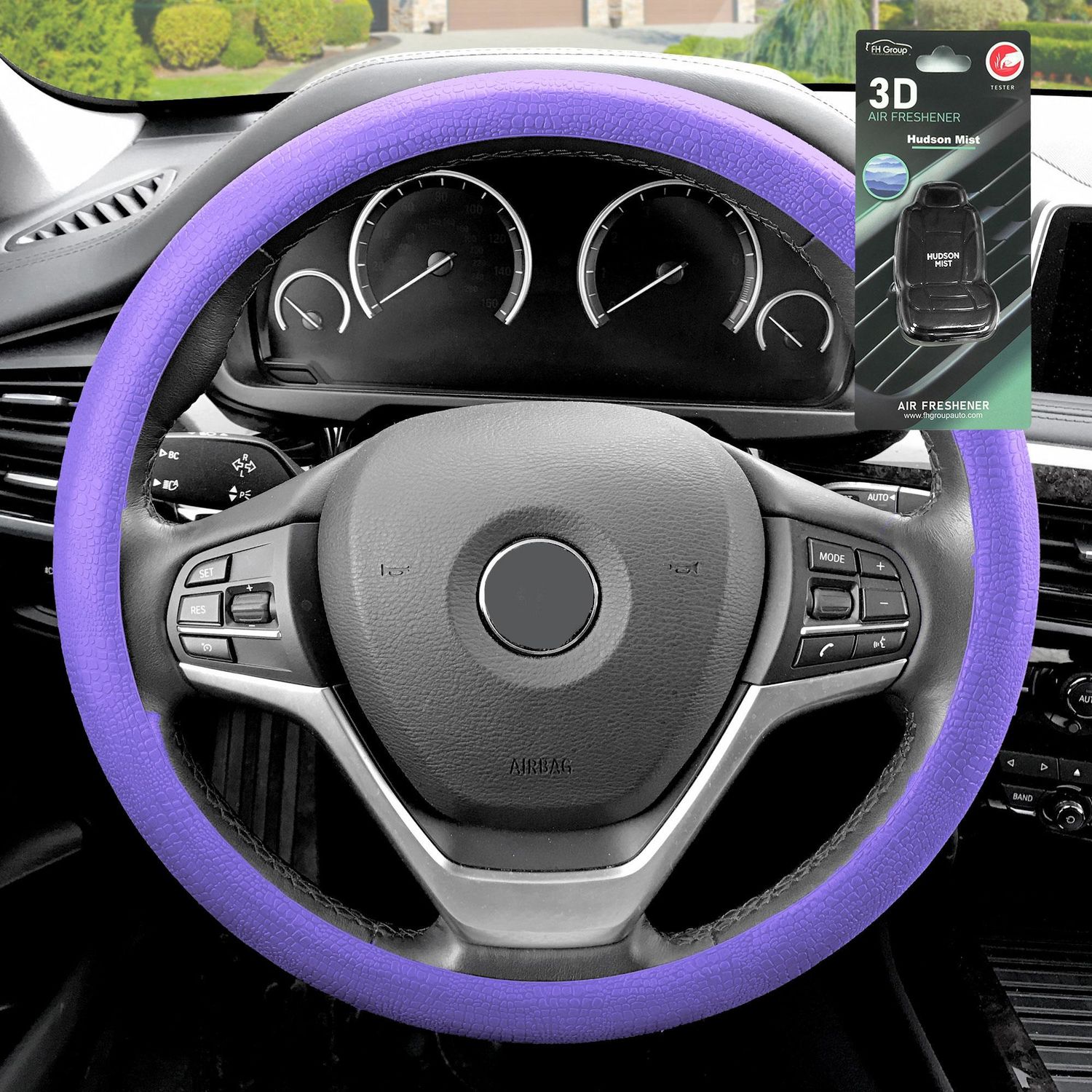 FH Group Purple Non Slip Silicone Snake Pattern Steering Wheel Cover