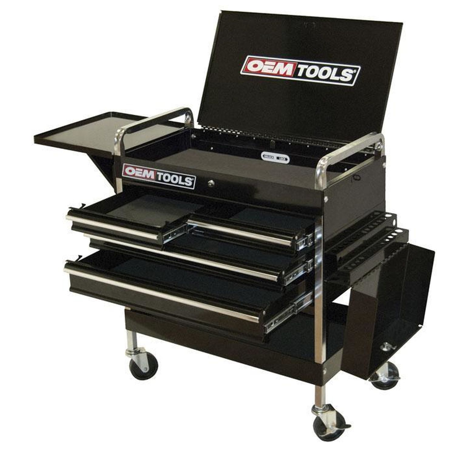 OEMTOOLS Deluxe 4 Drawer Service Cart With Locking Lid And Drawer