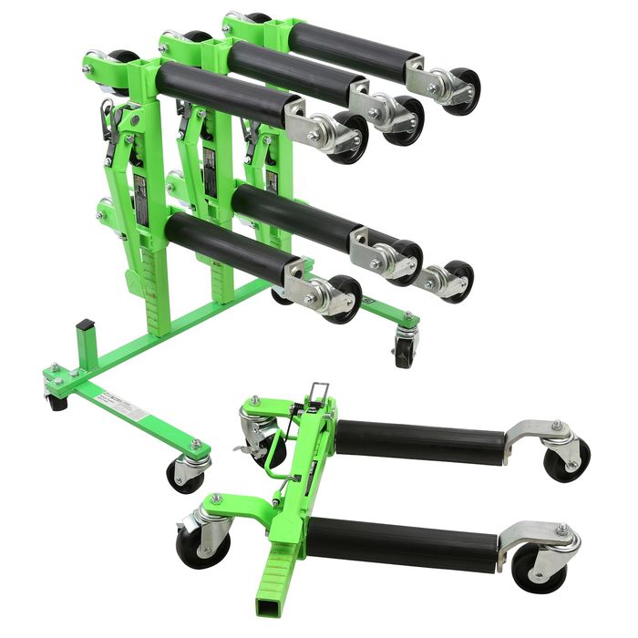 OEMTOOLS Set of 4 Mechanical Vehicle Position Dollies with Storage Cradle