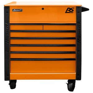Homak 35in Orange 7 Drawer Flip Top Service Cart