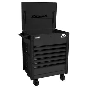 Homak 35in Black 7 Drawer Flip Top Service Cart