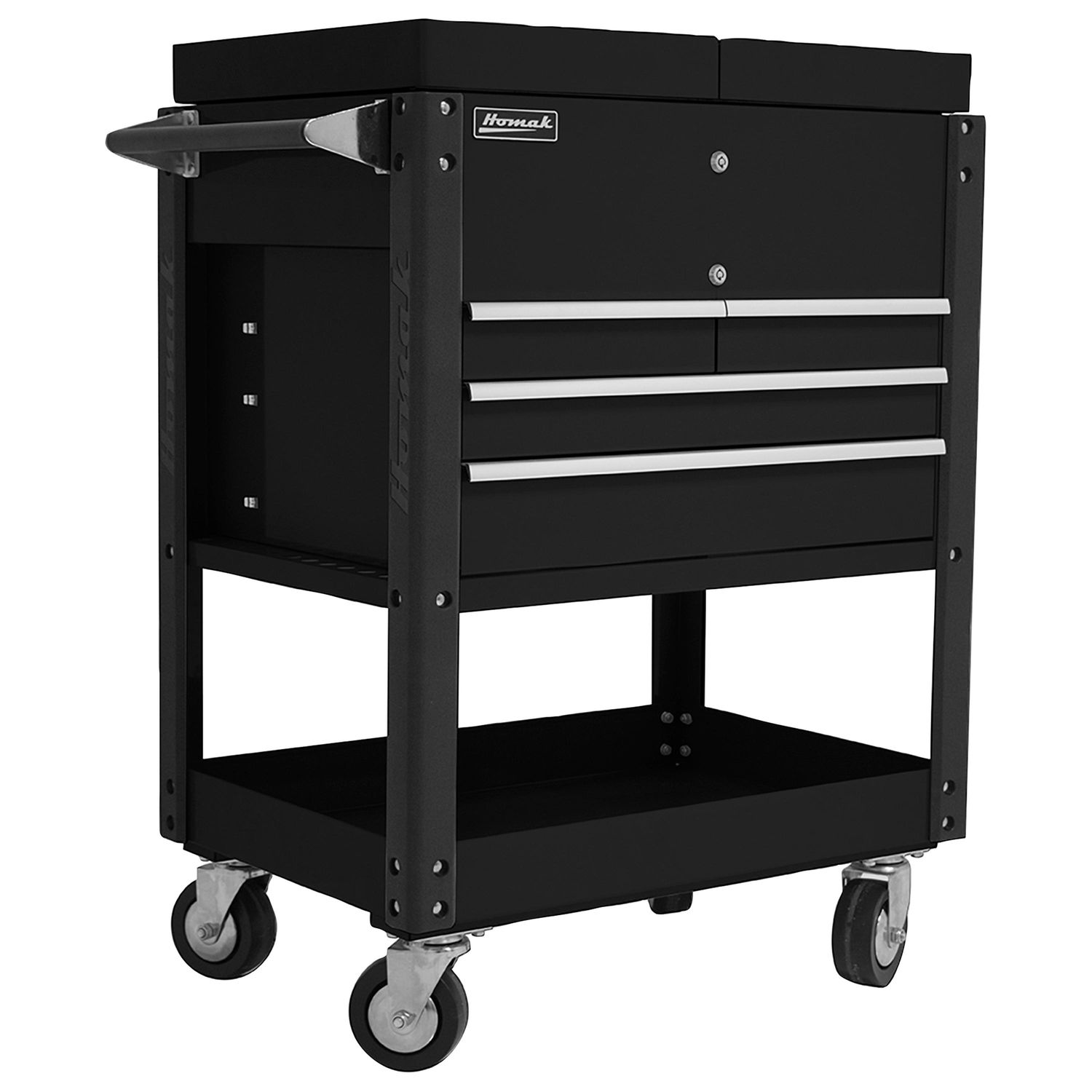 Homak 35in Black 4 Drawer Slide Top Cart