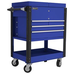 Homak 35in Blue 4 Drawer Slide Top Cart