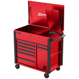 Homak 44in Red RSPro Flip Top 8-Drawer Power Service Cart