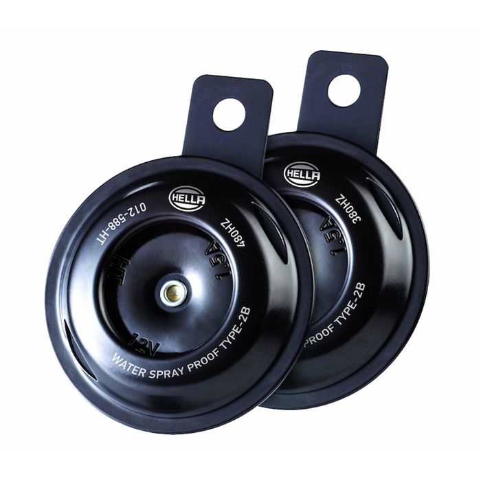 Hella 12 Volt 70mm BX Black Disc Mcycle Universal Horn Kit