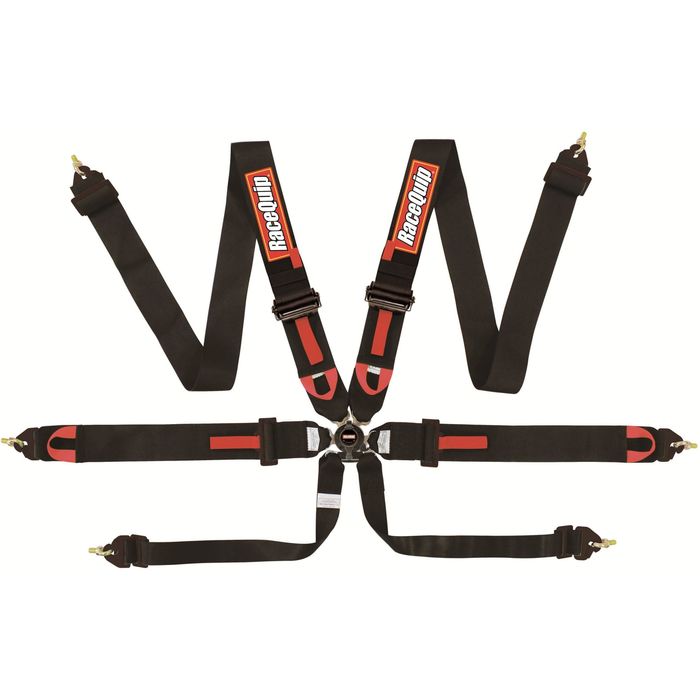 RaceQuip Black - 3in Shoulders FIA 6 Point Camlock Harness Set