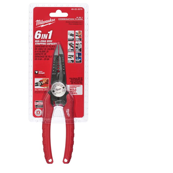 Milwaukee Tool 6-in-1 Combination Wire Pliers, Wire Stripper