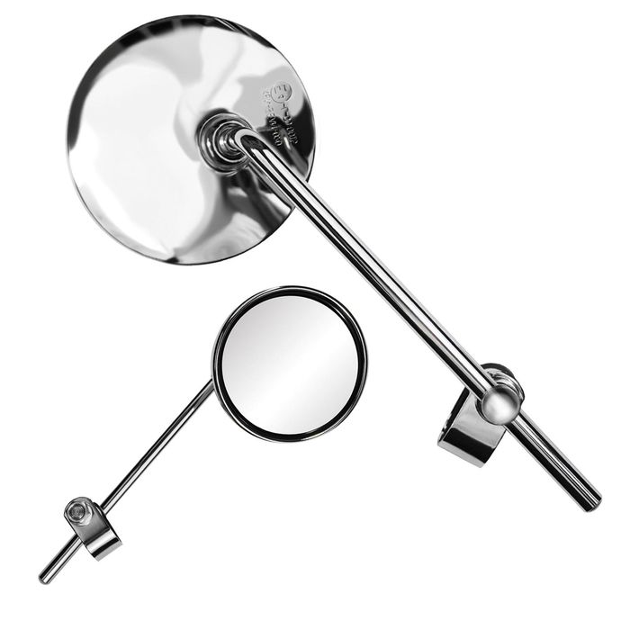Ken Sean Nickel Chrome EC Spec Long Stem Motorcycle Mirror