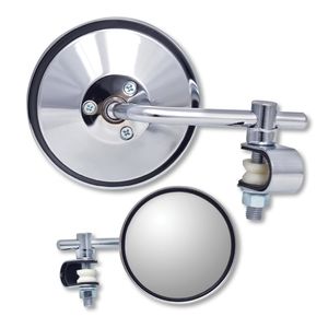 Ken Sean Short Stem Chrome Universal Clamp Round Mirror