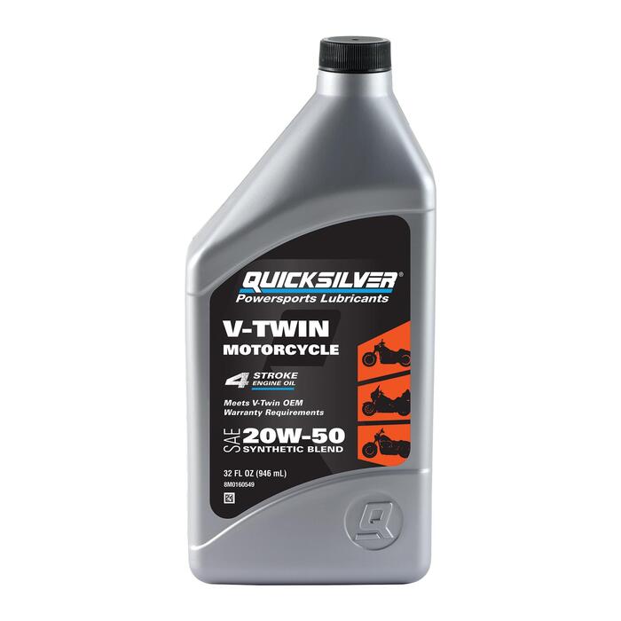 Quicksilver Motorcycle Synthetic Blend 20W-50 Motor Oil 1 Quart