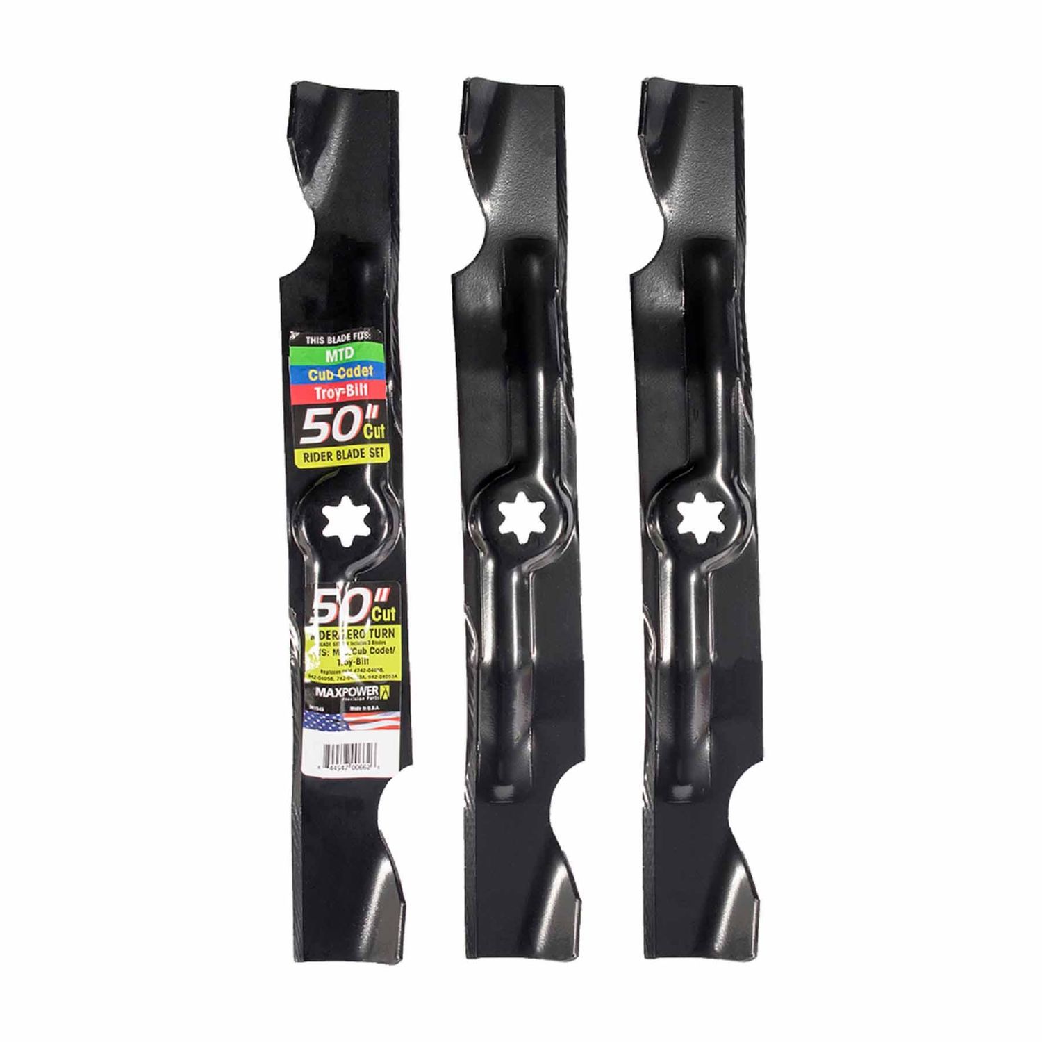 MaxPower 50 in. Cut Mower Blade Set for Many Mtd, Cub Cadet, Troy-Bilt