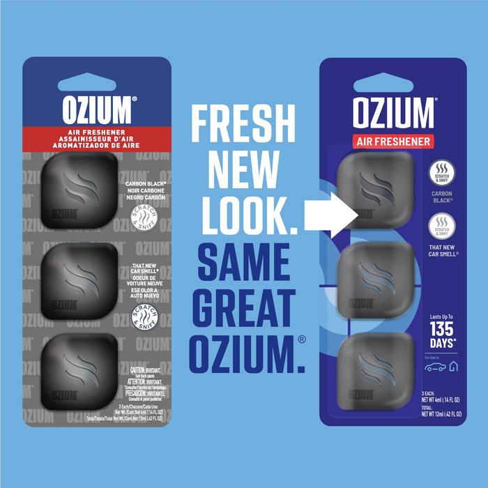 OZIUM Air Refresher Vent Clips Carbon Black, New Car 3 Pack