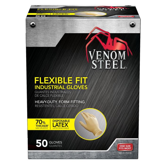 Venom Steel Flexible Fit Industrial Latex Disposable Gloves 50 Piece