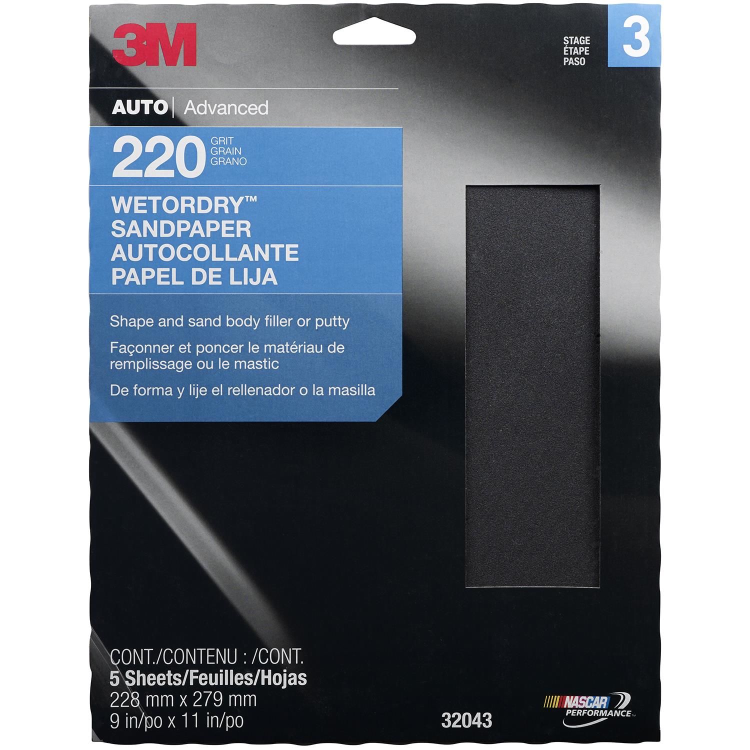 3M 9 in. x 11 in. 220 Grit Sandpaper