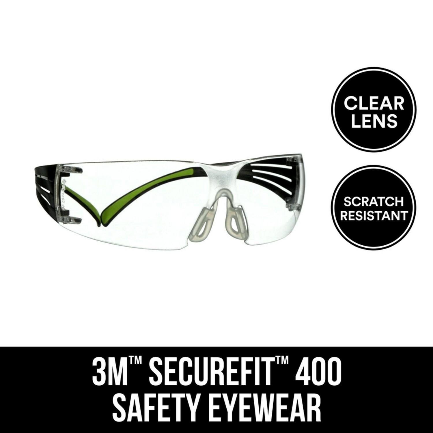 3M SecureFit 400 Eye Protection, Clear Anti-Fog