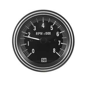 Stewart Warner 3 3/8in 0-8,000 RPM Black Electric Tachometer