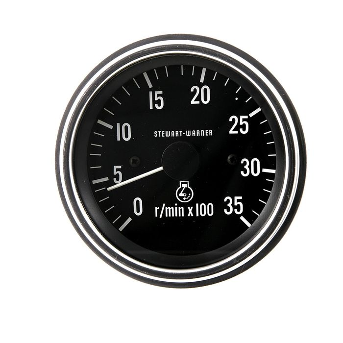 Stewart Warner 3 3/8in 0-3,500 RPM Black Electric Tachometer