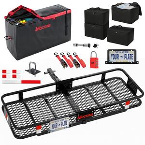 Mockins 48in x 18in x 6in Hitch Carrier with 15 Cu ft Cargo Bag and ...