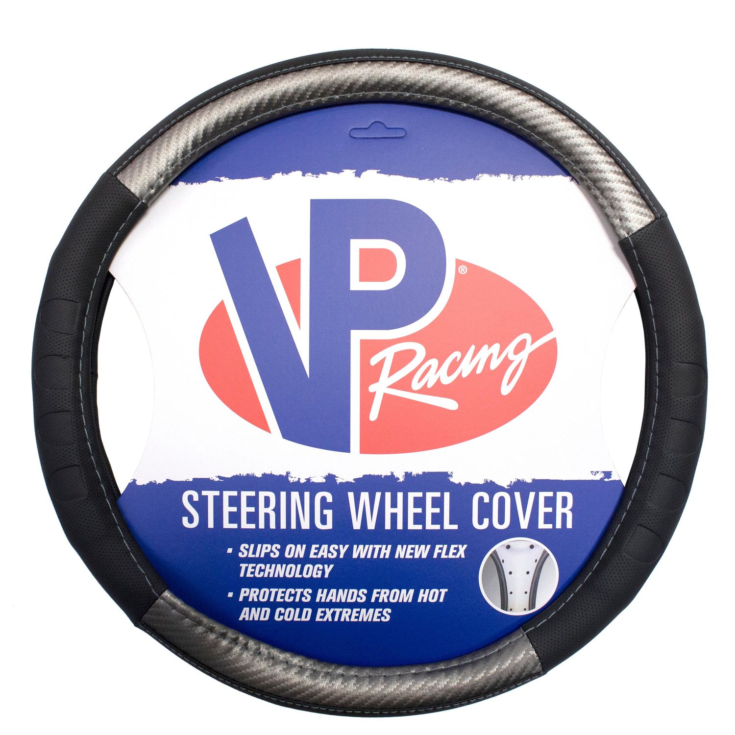 VP Racing Black and Gray Carbon Fiber Steering Wheel Cover