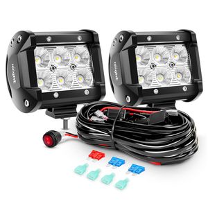 Nilight 4in 18 Watts Flood LED Light Pods with 12 Volt 16AWG 2 Leads ...
