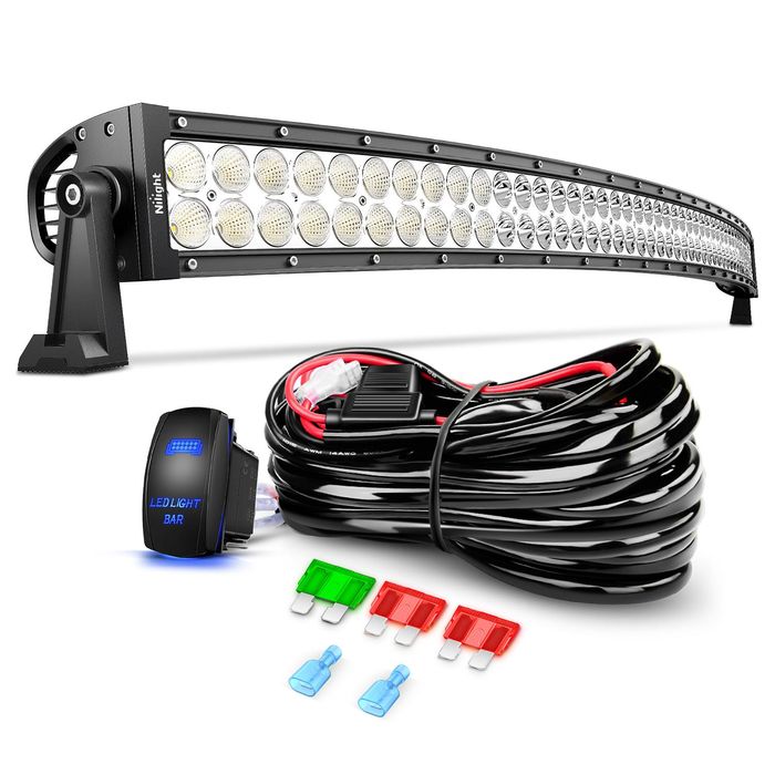 Nilight 50in Curved 288 Watts Combo LED Light Bar with 12 Volt 12AWG 5 ...