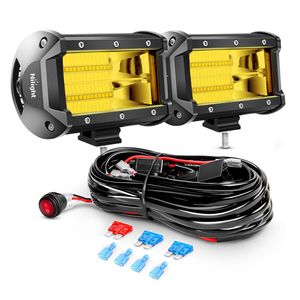 Nilight NiLT 5in 24 LED Amber Spot Flood Combo LED Pods with 12V 16AWG ...