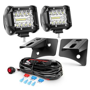 Nilight 4in 20 LED Combo LED Pods 2 Piece with 12 Volt 16AWG Wire Kit ...